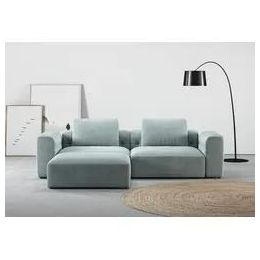 Ecksofa RAUM.ID "Cushid L-Form" Sofas Gr. B/H/T: 268cm x 62cm x 191cm, Cord, Longchair rechts, blau (bleu) Modulset, bestehend aus 3 Teilen