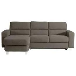 Ecksofa Alina "Ilana" Sofas Gr. B/H/T: 281cm x 90cm x 167cm, Struktur TTA, Recamiere links, mit Bettfunktion und Stauraum, braun (braun tta 14) wahlweise mit Bettfunktion und Stauraum