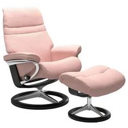 Relaxsessel stressless "Sunrise" Sessel Gr. ROHLEDER Stoff Q2 FARON, Relaxfunktion-Drehfunktion-PlusTMSystem-Gleitsystem-BalanceAdaptTM, B/H/T: 92cm x 105cm x 80cm, pink (light q2 faron) mit Signature Base, Größe L, Gestell Schwarz