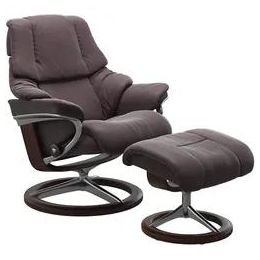 Relaxsessel stressless "Reno" Sessel Gr. Leder PALOMA, Signature Base Braun-S, B/H/T: 79cm x 99cm x 75cm, rot (bordeaux) mit Signature Base, Größe S, M & L, Gestell Braun