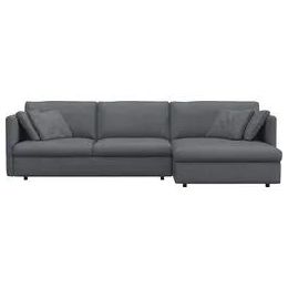 Ecksofa FLEXLUX "Lovane" Sofas Gr. B/H/T: 290cm x 84cm x 182cm, Bouclé, Chaiselongue rechts, blau (navy blau) Weich & anschmiegsam, große Sitztiefe auf Kaltschaum, Dekokissen inkl.