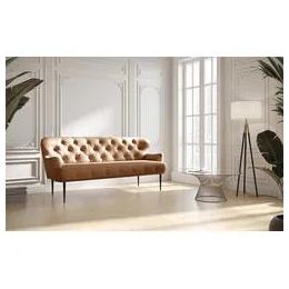 3-Sitzer Places of Style Sofas Gr. B/H/T: 193cm x 97cm x 87cm, Luxus-Microfaser Vintageoptik, braun (cognac) mit Knopfheftung,in verschieden Stoffarten