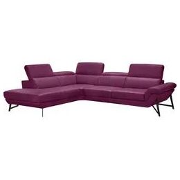 Ecksofa Egoitaliano "Narcisa, Design und Sitzkomfort der Extraklasse" Sofas Gr. B/H/T: 287cm x 96cm x 225cm, Luxus-Microfaser BLUSH, Ottomane links, pink (fuchsia) mit verstellbaren Kopfstützen für noch mehr Komfort, L-Form