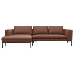 Ecksofa FLEXLUX "Loano" Sofas Gr. B/H/T: 298cm x 86cm x 169cm, Echtleder, Chaiselongue links, braun (old chestnut brown) modernes Sofa, frei im Raum stellbar, lose Kissen, Kaltschaum Sitz