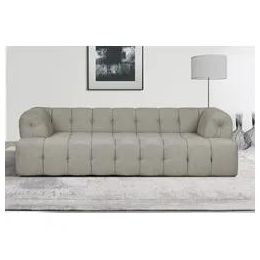 3-Sitzer Inosign "APERIRE B/T/H: 225/100/77 cm" Sofas Gr. B/H/T: 225cm x 77cm x 100cm, Struktur weich, grau (taupe) mit moderner aufwändiger Steppung tiefem Einzug, auch hinten