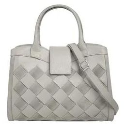 Henkeltasche Samantha Look Gr. B/H/T: 33cm x 20cm x 8cm onesize, grau Damen Taschen Handtasche echt Leder, Made in Italy