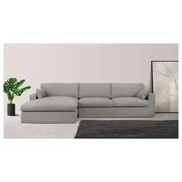 Ecksofa LeGer Home by Lena Gercke "Sölve L-Form" Sofas Gr. B/H/T: 320cm x 86cm x 175cm, Baumwoll-/Leinenmix, Recamiere links, grau (stone) mit optischer Husse, weicher Sitzkomfort