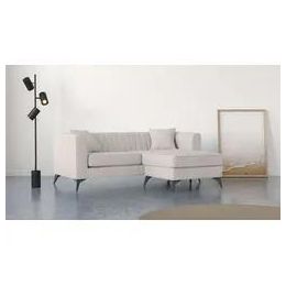 Ecksofa Places of Style "MATTHEW B/T/H: 201/162/74 cm, ideal für kleine Räume" Sofas Gr. B/H/T: 201cm x 74cm x 162cm, Struktur weich, Ottomane rechts, beige (hellbeige) L-Form, feine Steppung im Rücken, incl. Zierkissen