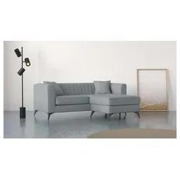 Ecksofa Places of Style "MATTHEW B/T/H: 201/162/74 cm, ideal für kleine Räume", grau (hellgrau), B:201cm H:74cm T:162cm, 100% Polyester, Sofas, L-Form, feine Steppung im Rücken, incl. Zierkissen