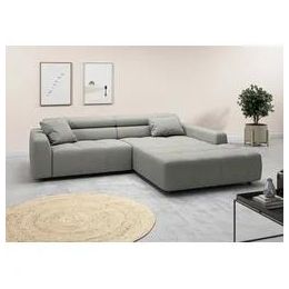 Ecksofa 3C Candy "Denver auch mit Cord- und Easy care-Bezug, Kopfteilverstellung L-Form" Sofas Gr. B/H/T: 258cm x 68cm x 217cm, Flachgewebe, Ottomane rechts, ohne motorische Sitztiefenverstellung, silberfarben (silber) wahlweise. mit motorischer Sitztiefenverstellung