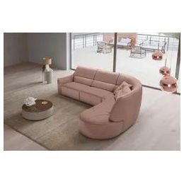 Ecksofa Egoitaliano "Puffy" Sofas Gr. B/H/T: 330cm x 88cm x 205cm, Leder BULL, Ottomane rechts, Ohne Relaxfunktion, rosa (millenium rose) mit Ottomane, wahlweise und ohne elektrischer Relaxfunktion