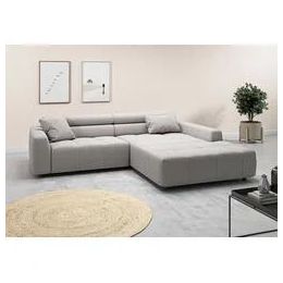 Ecksofa 3C Candy "Denver auch mit Cord- und Easy care-Bezug, Kopfteilverstellung L-Form" Sofas Gr. B/H/T: 258cm x 68cm x 217cm, Easy care, Ottomane rechts, ohne motorische Sitztiefenverstellung, grau wahlweise. mit motorischer Sitztiefenverstellung