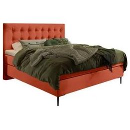 Boxspringbett Schlaraffia "Everton" Komplettbetten Gr. Veloursstoff COSY, Liegefläche B/L: 140cm x 200cm, H4, 7-Zonen-Tonnentaschen-Federkernmatratze, braun (rust) Boxspringbett inklusive BULTEX-Topper, Metallfuß in schwarz