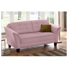 3-Sitzer Home Affaire "Trondheim" Sofas Gr. B/H/T: 196cm x 89cm x 90cm, Struktur fein, rosa (altrosa) mit Federkern, Knopfheftung im Rücken, Füße Buche