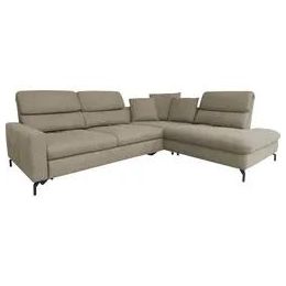 Ecksofa Alina "Louis" Sofas Gr. B/H/T: 260cm x 127cm x 228cm, Struktur fein TCM, Ottomane rechts, mit Bettfunktion, beige (beige tcm 12) Breite 260 cm, Rückenlehnenverstellung, wahlweise mit Bettfunktion