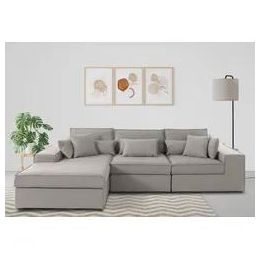 Ecksofa RAUM.ID "Florid L-Form" Sofas Gr. B/H/T: 280cm x 75cm x 162cm, Struktur (recyceltes Polyester), Ottomane links, beige 3 Teile, bestehend aus Modulen, viele Bezugsqualitäten, auch in Cord