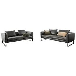 Sofa 3C Candy Sofas Gr. B/H/T: 204cm x 85cm x 100cm, Echtleder, grau (fango) Couchgarnitur Sofas Sofaset bestehend aus 2,5-Sitzer und 3-Sitzer