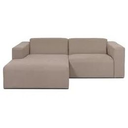 Ecksofa Inosign "Kelani" Sofas Gr. B/H/T: 222cm x 73cm x 154cm, Webstoff fein, Recamiere links, beige (cream) mit dekorativer Knopfsteppung an den Armlehnen