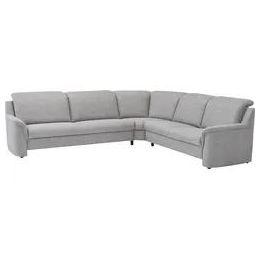 Ecksofa VILLA BECK "Garda L-Form" Sofas Gr. B/H/T: 245cm x 90cm x 91cm, Microfaser, langer Schenkel rechts, mit Kopfteilverstellung, silberfarben (32 silber) inklusive Kopfteilverstellung, Stellmaß 277x245cm