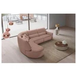 Ecksofa Egoitaliano "Puffy" Sofas Gr. B/H/T: 330cm x 88cm x 205cm, Leder BULL, Ottomane links, Ohne Relaxfunktion, rosa (millenium rose) mit Ottomane, wahlweise und ohne elektrischer Relaxfunktion