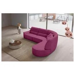 Ecksofa Egoitaliano "Puffy" Sofas Gr. B/H/T: 330cm x 88cm x 205cm, Luxus-Microfaser BLUSH, Ottomane rechts, Ohne Relaxfunktion, pink (fuchsia) mit Ottomane, wahlweise und ohne elektrischer Relaxfunktion