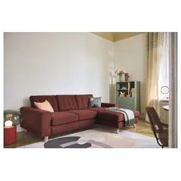 Ecksofa Tom Tailor HOME "Nordic Shift Chic" Sofas Gr. B/H/T: 308cm x 86cm x 180cm, Bouclé SCO, Recamiere rechts, ohne Bettfunktion und Bettkasten, rot (cranberry sco 97) wahlweise mit Bettfunktion und Bettkasten