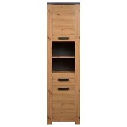 Hochschrank Home Affaire "Ambres", braun (artisan eiche melamin), B:53cm H:196cm T:35cm, Schränke, Badschrank in matter Echtholzoptik - Maße (B/T/H) 53/35/196 cm