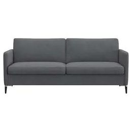 2,5-Sitzer FLEXLUX "Fiore, super bequem durch hochwertigen Sitzaufbau mit Kaltschaum" Sofas Gr. B/H/T: 181cm x 85cm x 92cm, Lederoptik, grau (elephant gre) schmale Armlehnen, Füße Alu+schwarz