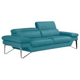 2,5-Sitzer Egoitaliano "Princess, Designsofa und super bequem, tolle Detailverarbeitung" Sofas Gr. B/H/T: 236cm x 95cm x 108cm, Leder CAREZZA, inkl. verstellbarer Kopfteile, blau (türkis) inkl. verstellbarer Kopfteile