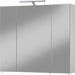 Spiegelschrank Welltime "Torino" Schränke Gr. B/H/T: 80,0 cm x 75,0 cm x 15,7 cm, 3 St., weiß Breite 80 cm, 3-türig, LED-Beleuchtung, Schalter-Steckdosenbox