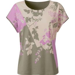 Damen Kurzarm-Shirt orchidee-khaki-bedruckt, Gr&ouml;&szlig;e 50