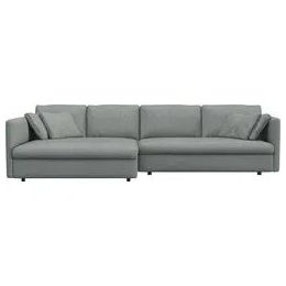 Ecksofa FLEXLUX "Lovane" Sofas Gr. B/H/T: 290cm x 84cm x 185cm, Bouclé, Chaiselongue links, blau (sky blau) Weich & anschmiegsam, große Sitztiefe auf Kaltschaum, Dekokissen inkl.