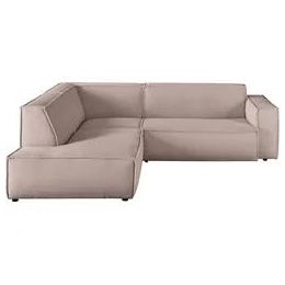 Ecksofa 3C Candy "Matteo in elegant, kubischer Formensprache, bequem, L-Form", rosa, B:254cm H:72cm T:224cm, 88% Polyester, 12% Polyacryl, Sofas, mit auffälliger Kedernaht, Cord-Bezug, Lounge-Charakter