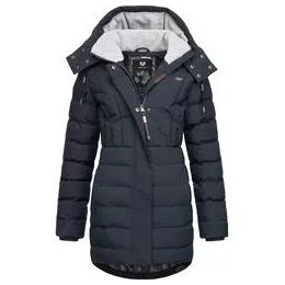 Kurzmantel Ragwear "Ashanta" Gr. XXL (44), blau (dunkelblau) Damen Mäntel stylischer, gesteppter Winterparka mit gefütterter Kapuze