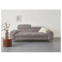 3-Sitzer COTTA "Chef" Sofas Gr. B/H/T: 227cm x 72cm x 105cm, Feinstruktur, mit Kopfteilverstellung, grau (elephant) 3-Sitzer mit eleganter Steppung, Bodenfreiheit 12,5 cm