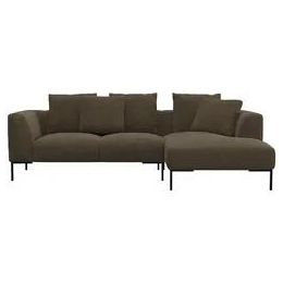 Ecksofa FLEXLUX "Sava" Sofas Gr. B/H/T: 294cm x 94cm x 166cm, Lederoptik, Chaiselongue rechts, braun (camel brown) Taschenferderkern-Sitz mit Kaltschaum, lose Rücken- & Dekokissen