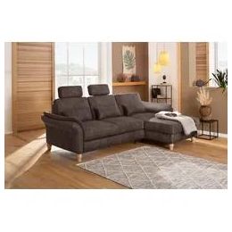 Ecksofa Home Affaire "Palace L-Form" Sofas Gr. B/H/T: 266 cm x 89 cm x 164 cm, Luxus-Microfaser Lederoptik, Recamiere rechts, ohne Bettfunktion-ohne Bettkasten, braun incl. Sitztiefenverstellung, wahlweise mit Bettfunktion und Stauraum