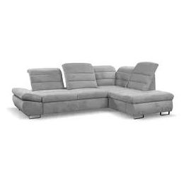 Ecksofa WERK2 "Roma L-Form" Sofas Gr. B/H/T: 284cm x 105cm x 217cm, Struktur fein, Recamiere rechts, Schlaffunktion, Bettkasten, verstellbare Kopfteile, Sitztiefenverstellung, grau (hellgrau) Sofa mit Schlaffunktion, Sitztiefenverstellung, verstellbare Kopfteile