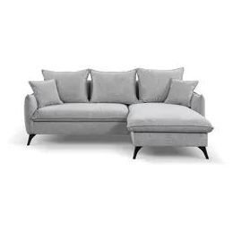 Ecksofa WERK2 "Modica L-Form" Sofas Gr. B/H/T: 230cm x 92cm x 160cm, Struktur fein, Recamiere rechts, Schlaffunktion und Bettkasten, grau (hellgrau) Minimalistisches Ecksofa mit Schlaffunktion & Bettkasten