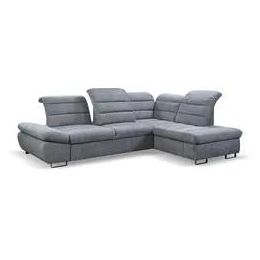 Ecksofa WERK2 "Roma L-Form" Sofas Gr. B/H/T: 284cm x 105cm x 217cm, Struktur weich, Recamiere rechts, Schlaffunktion, Bettkasten, verstellbare Kopfteile, Sitztiefenverstellung, grau Sofa mit Schlaffunktion, Sitztiefenverstellung, verstellbare Kopfteile