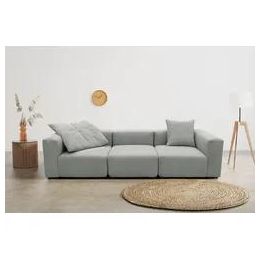 Big-Sofa RAUM.ID "Gerrid", grau (hellgrau), B:301cm H:69cm T:108cm, 100% Polyester, Sofas, Cord-Bezug, bestehend aus Modulen: 2 Eck- und ein Mittelelement