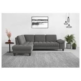 Sit & More Ecksofa SIT & MORE "Westham L-Form" Sofas Gr. B/H/T: 261cm x 88cm x 179cm, Struktur weich, Ottomane links, mit Federkern-mit Bettfunktion-mit Armteilverstellung-mit Sitztiefenverstellung-mit Stauraum, grau mit Ottomane, oder ohne Bettfunktion, Bettkasten, Verstellung