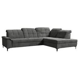 Ecksofa Alina "Andra" Sofas Gr. B/H/T: 282cm x 102cm x 215cm, Chenille GFS, Ottomane rechts, mit Sitzvorzug, grau (dunkelgrau gfs 89) inkl. Rückenlehnenverstellung, wahlweise mit Sitzvorzug