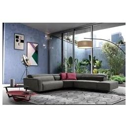 Ecksofa Egoitaliano Sofas Gr. B/H/T: 314cm x 96cm x 284cm, Luxus-Microfaser in Lederoptik, Recamiere rechts-Relaxelement links, mit Relaxfunktion, grau (smoke) mit Relaxfunktion und verstellbaren Kopfteilelementen