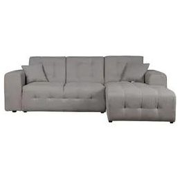 Ecksofa Home Affaire "Nosia L-Form" Sofas Gr. B/H/T: 234cm x 85cm x 163cm, Material, Recamiere rechts, grau (hellgrau) incl. 2 Zierkissen, mit feiner Steppung