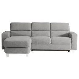 Ecksofa Alina "Ilana" Sofas Gr. B/H/T: 281cm x 90cm x 167cm, Struktur TTA, Recamiere rechts, ohne Funktion, grau (kiesel tta 9) wahlweise mit Bettfunktion und Stauraum