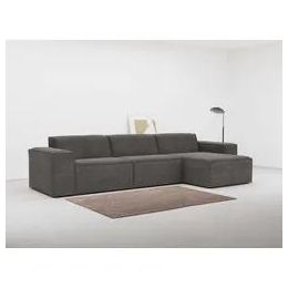 Ecksofa RAUM.ID "Norvid" Sofas Gr. B/H/T: 303cm x 75cm x 153cm, Struktur weich, Chaiselongue rechts, mit Komfortschaum, grau (dark gray) modular, wahlweise mit Kaltschaum, Komfortschaum oder Taschenfederkern