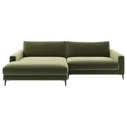 Ecksofa Inosign "Downtown, B/T/H: 272/190/84 cm L-Form" Sofas Gr. B/H/T: 272cm x 84cm x 190cm, Chenille-Struktur, Recamiere links, grün (oliv) weicher Sitzkomfort auch in Cord und Bouclé, incl. Zierkissen