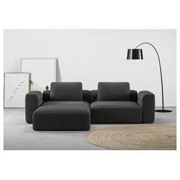 Ecksofa RAUM.ID "Cushid L-Form" Sofas Gr. B/H/T: 268cm x 62cm x 191cm, Feincord, Longchair links, grau (anthrazit) Modulset, bestehend aus 3 Teilen