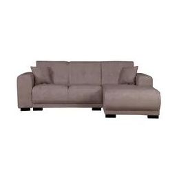 Ecksofa Home Affaire "Langeland L-Form" Sofas Gr. B/H/T: 234cm x 85cm x 163cm, Samtoptik, Recamiere rechts, grau (taupe) incl. 2 Zierkissen, Recamiere wahlweise links oder rechts